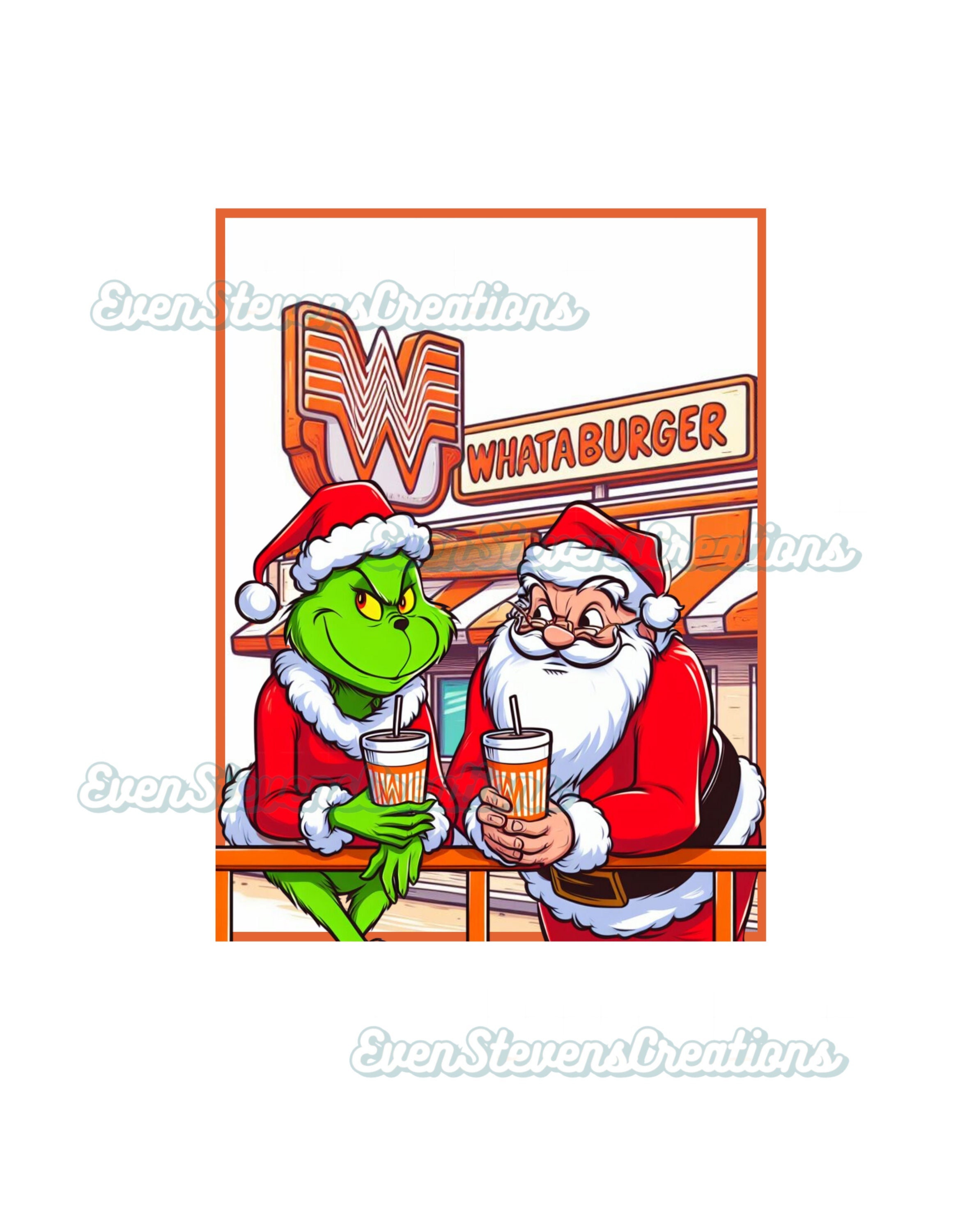 Santa Claus and the Grinch Burger Restaurant Fast Food Christmas ...