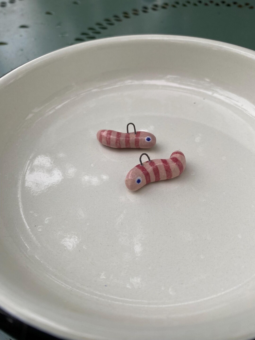 Handmade Ceramic Worm Charm: Hand-painted OOAK Jewelry - Etsy