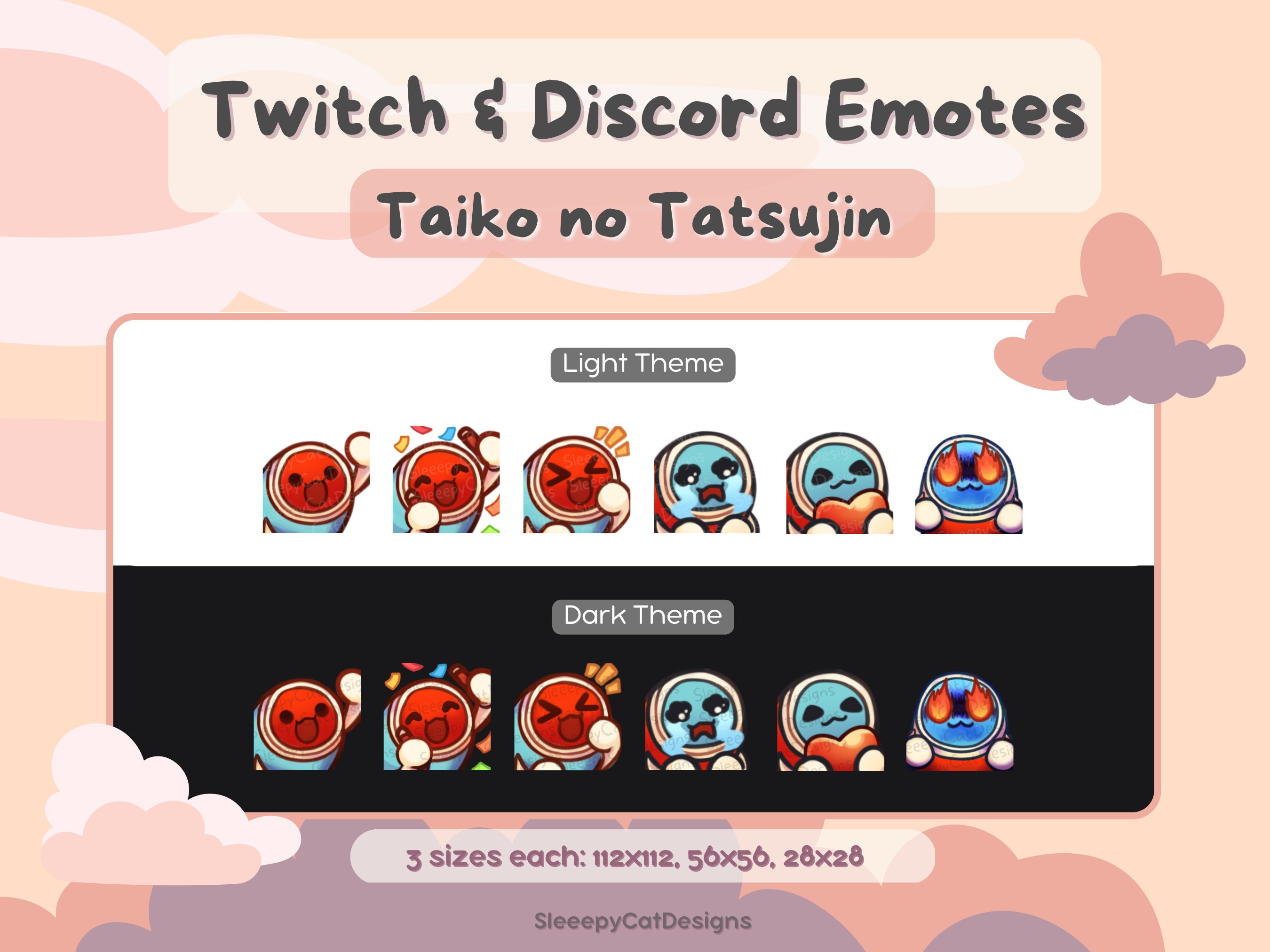 TAIKO DRUM GAME Emotes for Streamer | Emojis & Stickers for Twitch ...