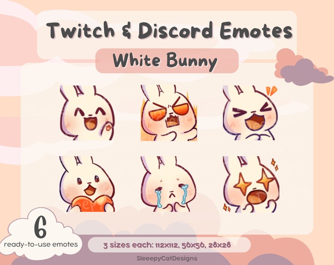 BUNNY EMOTES Set II (9) | Twitch | Discord | Youtube | Streaming | Cute ...