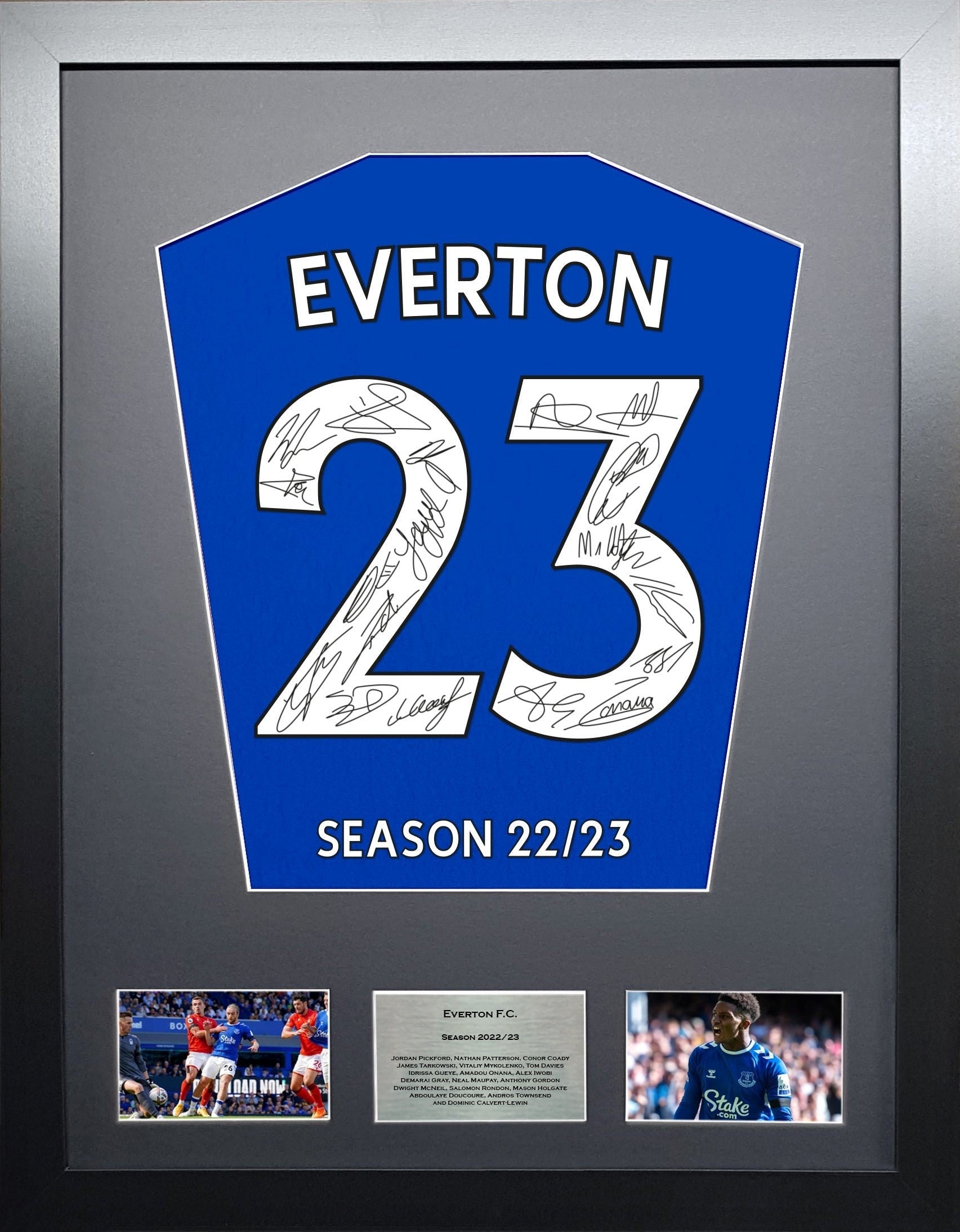 Everton 2023 Season Team Machine Signed Shirt Frame - Etsy