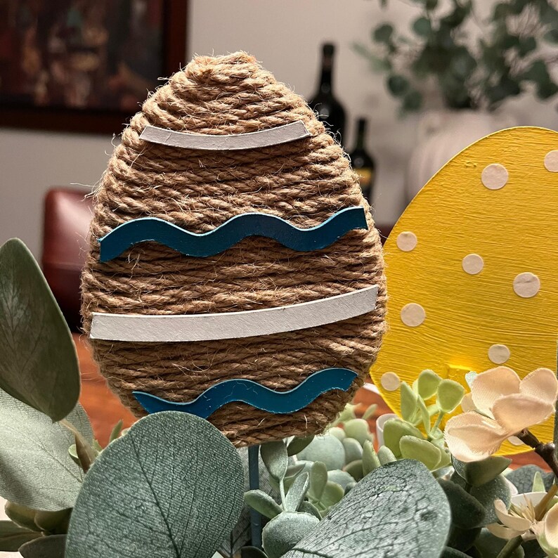 Easter Table Centerpiece With Succulents, Eucalyptus & Jute Rope ...