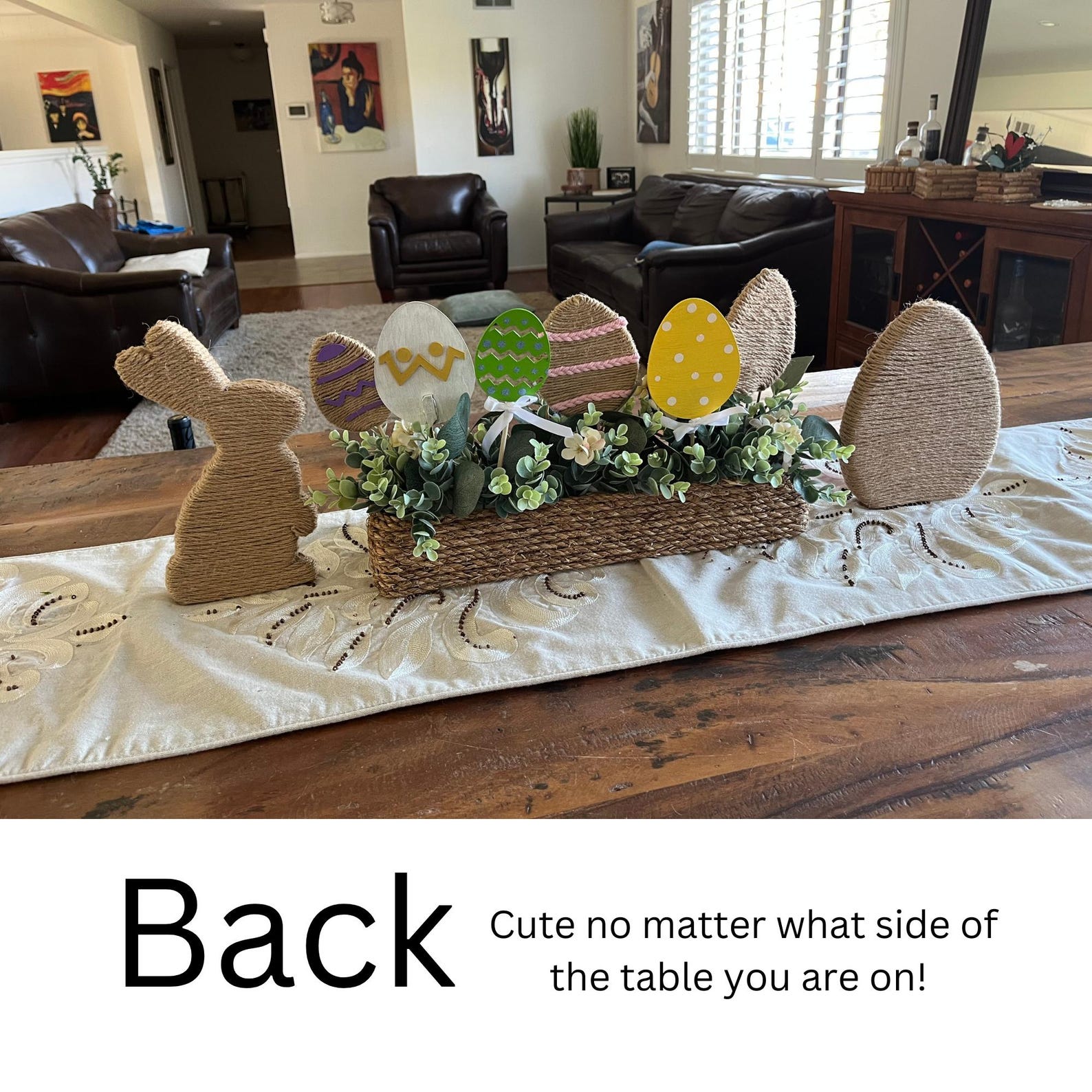 Easter Table Centerpiece With Succulents, Eucalyptus & Jute Rope ...