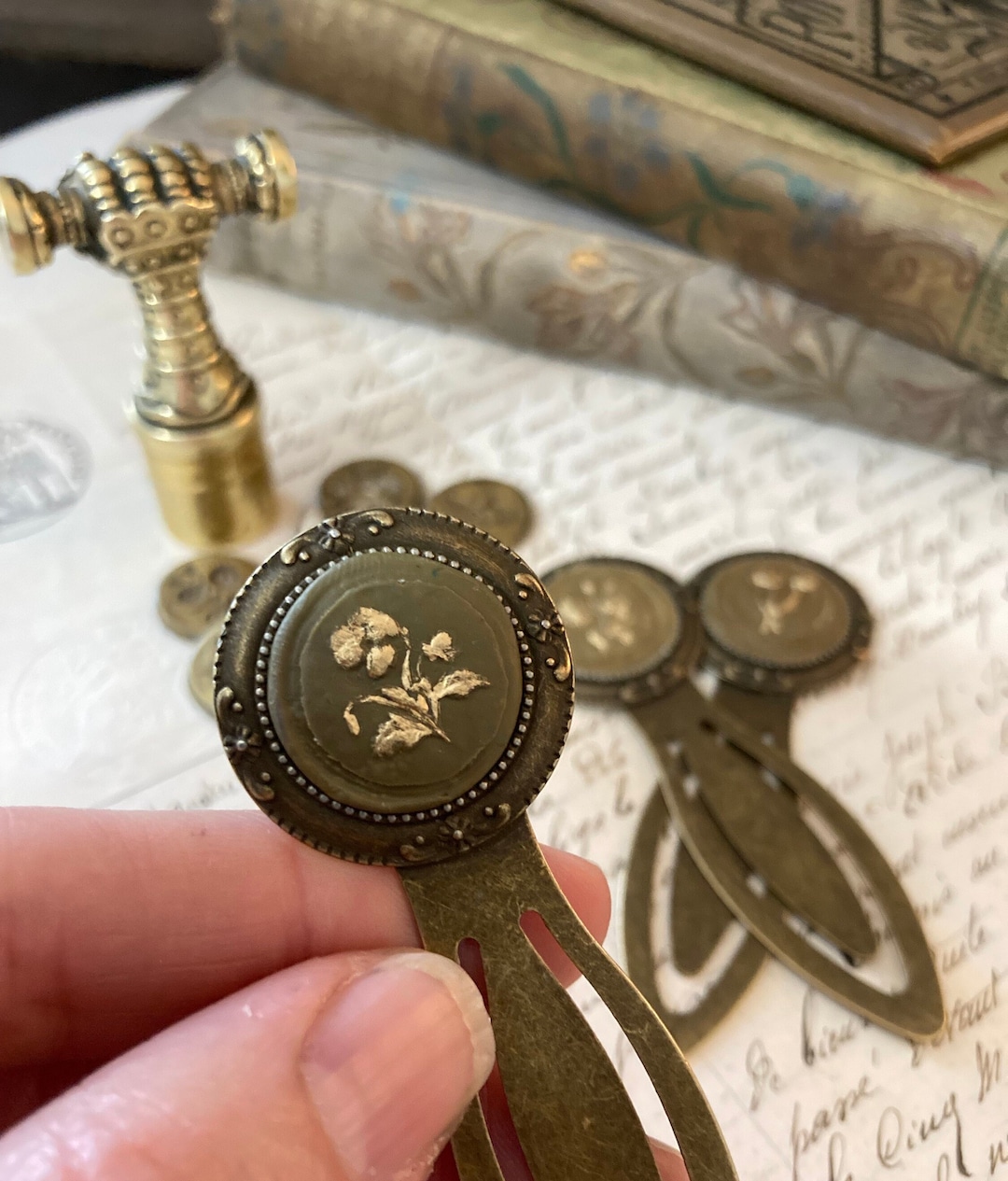 French Floral Etui Seal Impression Bookmarks - Etsy