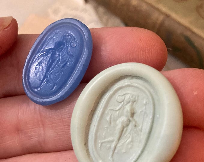 Antique Neoclassical Blue Glass Paste Seal - Greek or Roman Dancing ...