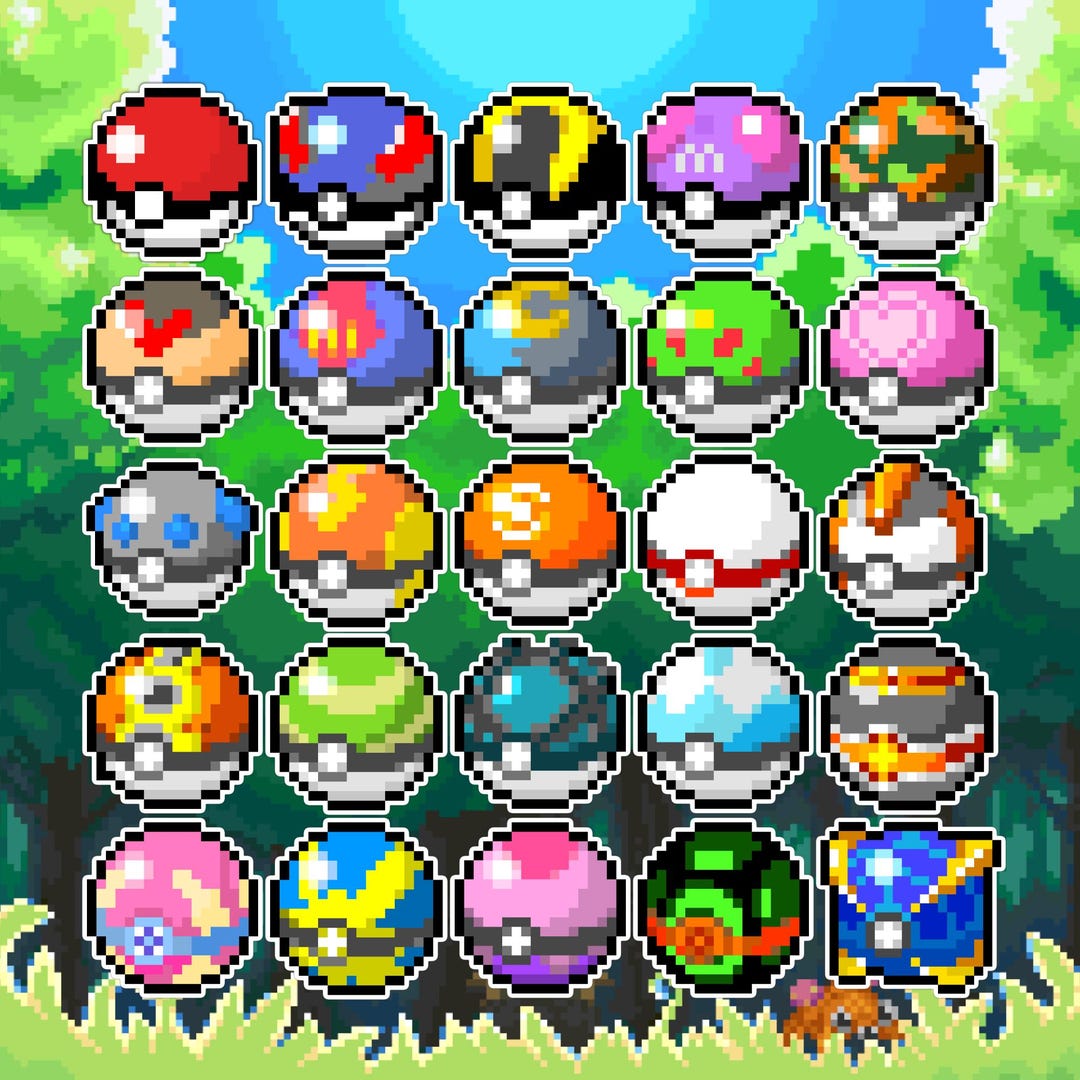 Pixel Poke Ball Waterproof Sticker Set - Etsy