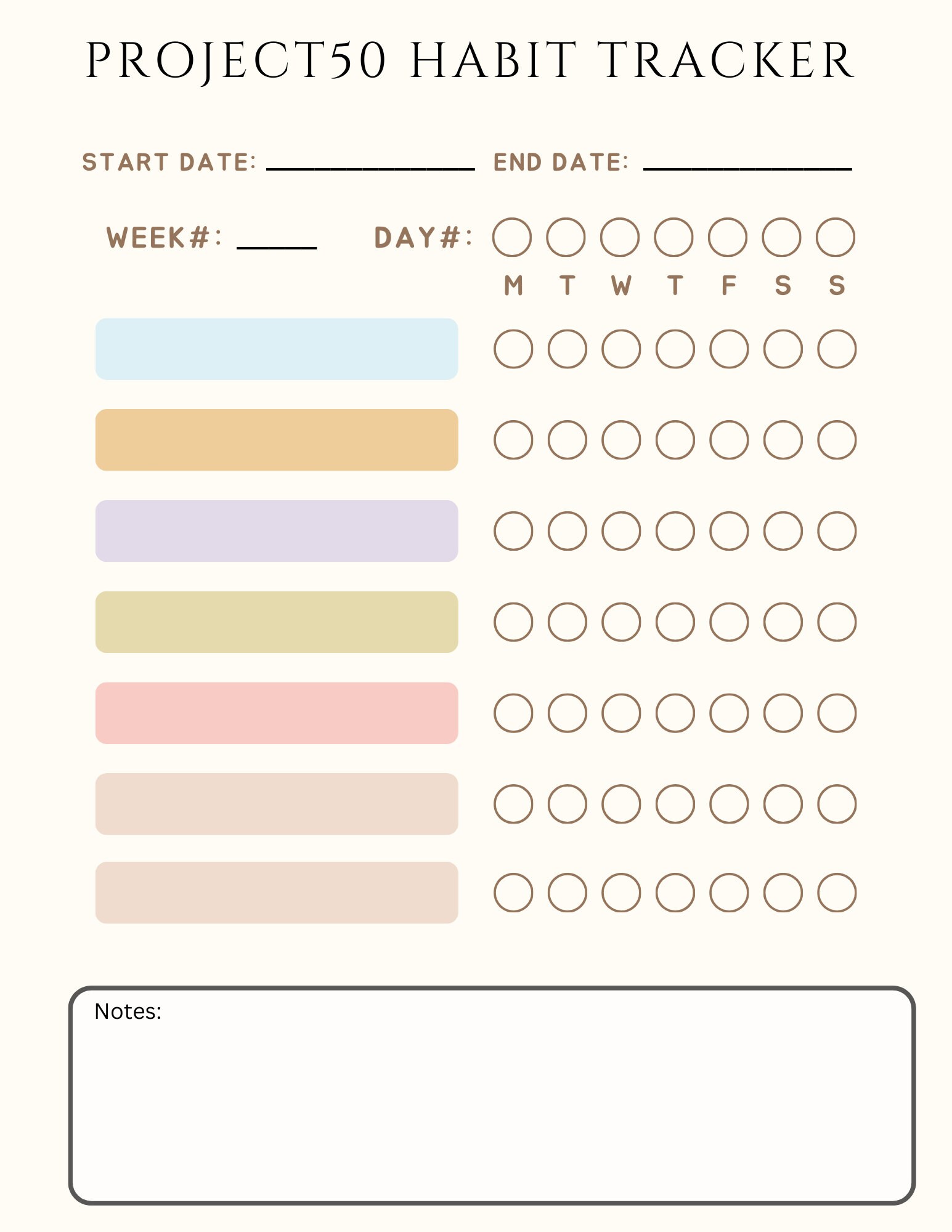 Project 50 Tracker | 50 Day Challenge Tracker | Habit Tracker | Project ...