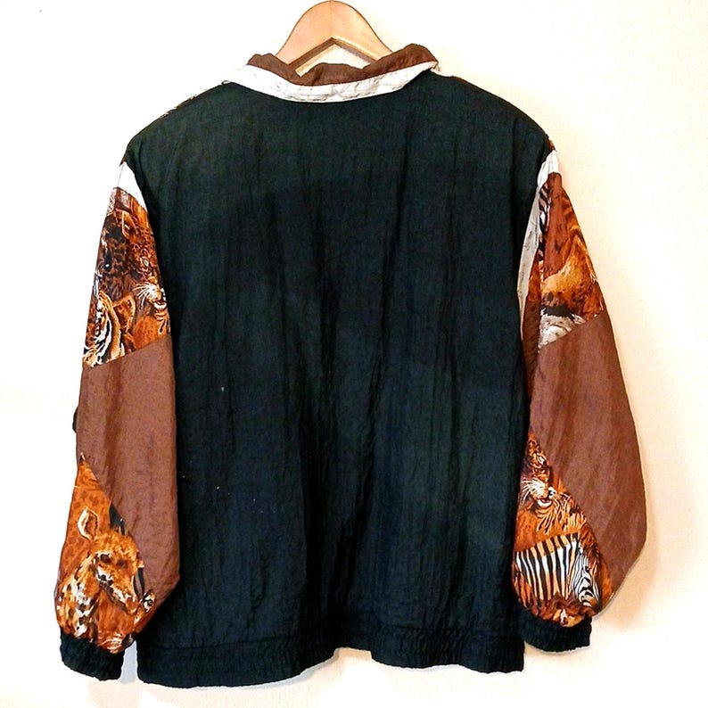 Vintage 80s Animal Jungle Print Windbreaker With Shoulder Pads - Etsy