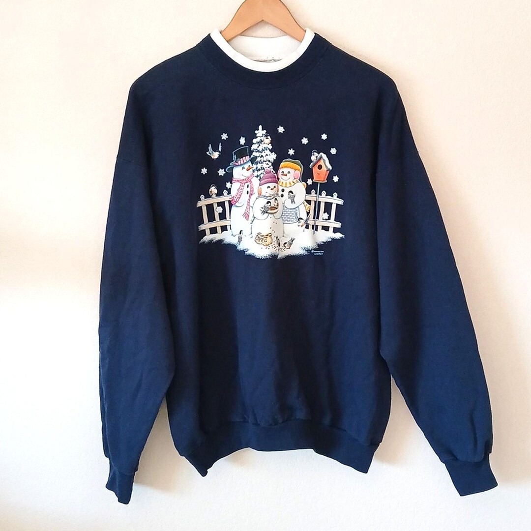 Vintage Snowman Family Double Collar Sweatshirt Morning Sun 90s - Etsy