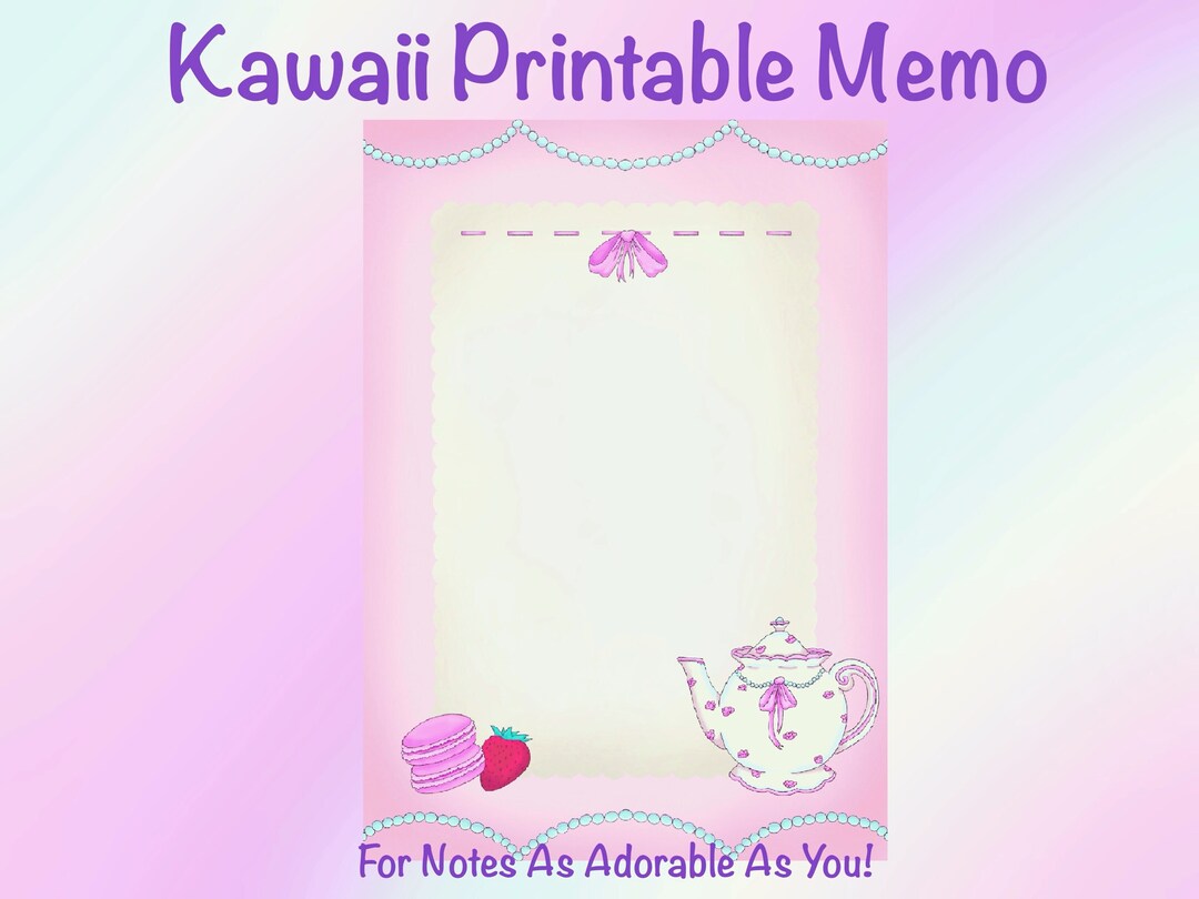 Kawaii Printable Memo Lolita Tea Party - Etsy