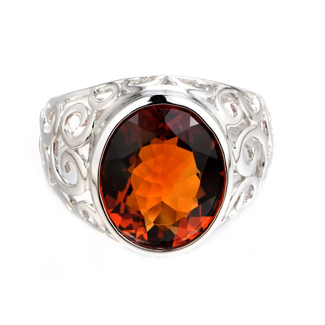 925 Sterling Silver Natural Madeira Citrine Gemstone Silver Solitaire ...
