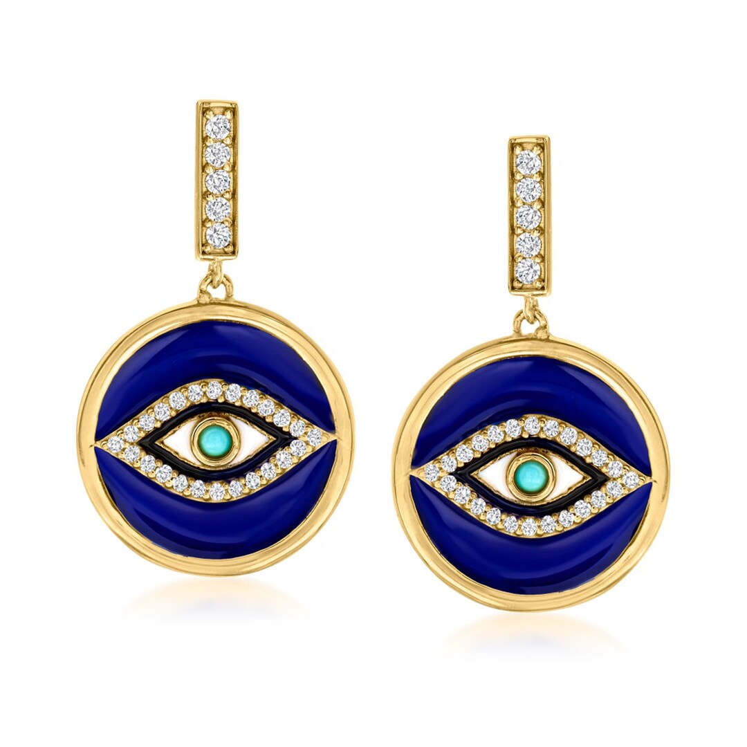 Blue Mohave Turquoise Evil Eye Drop Earring Sterling Silver - Etsy