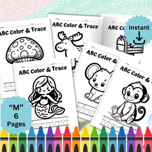 Kids Writing Practice Preschool Printable ABC Color Trace Activity Page ...