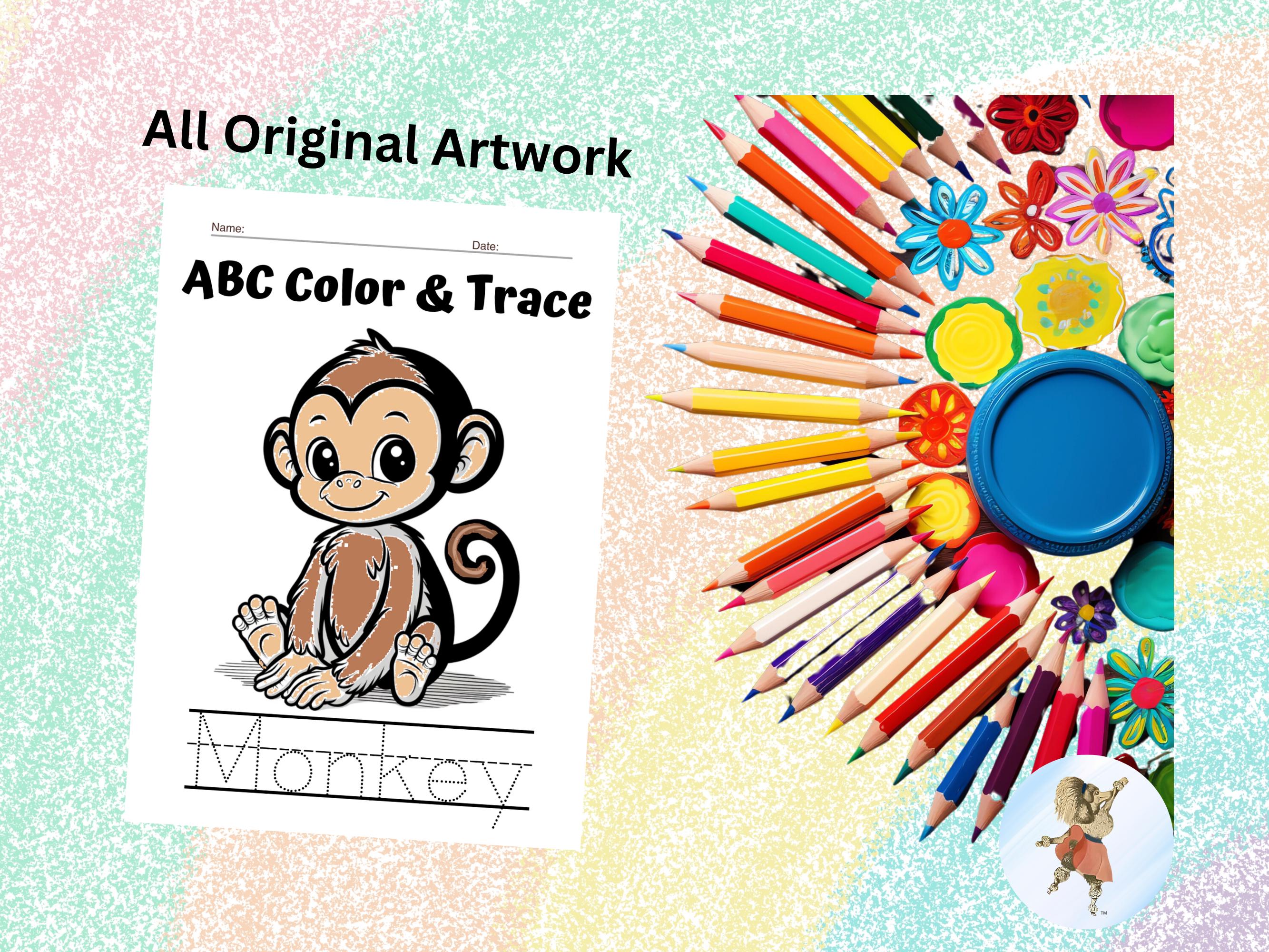 Kids Writing Practice Preschool Printable ABC Color Trace Activity Page ...