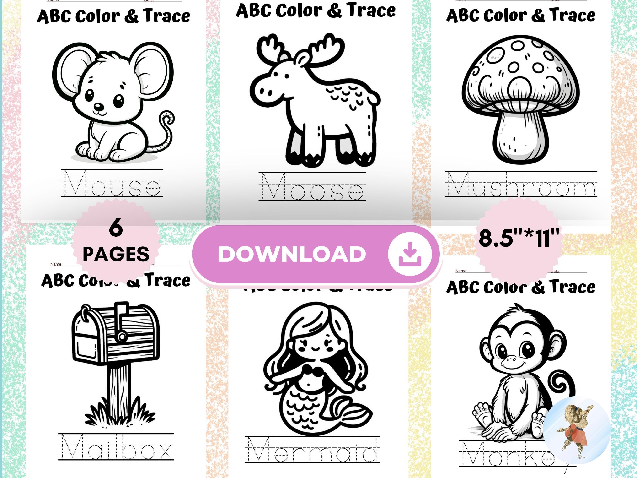 Kids Writing Practice Preschool Printable ABC Color Trace Activity Page ...