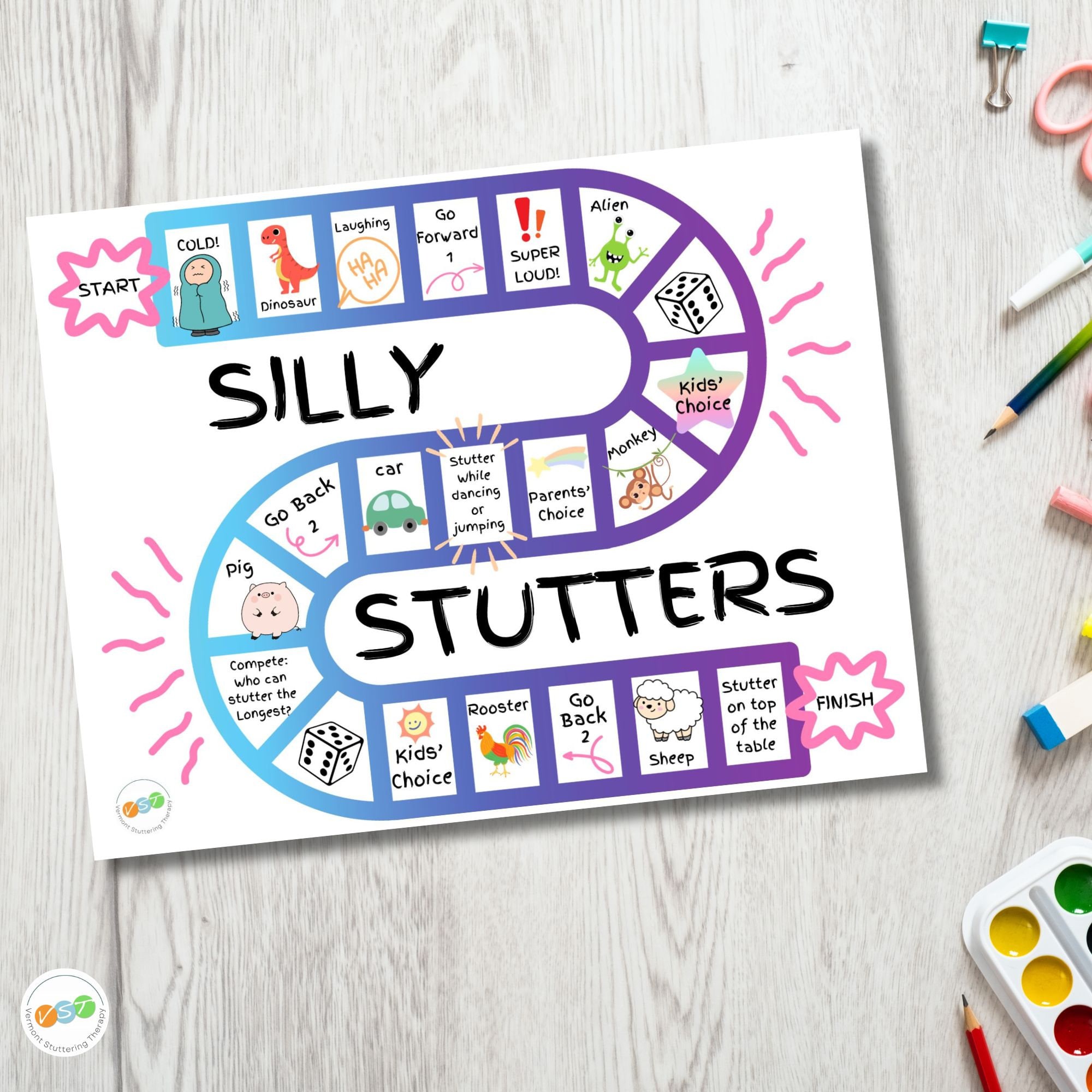 Stuttering Therapy SLP Game, Instant Download Silly Stuttering ...