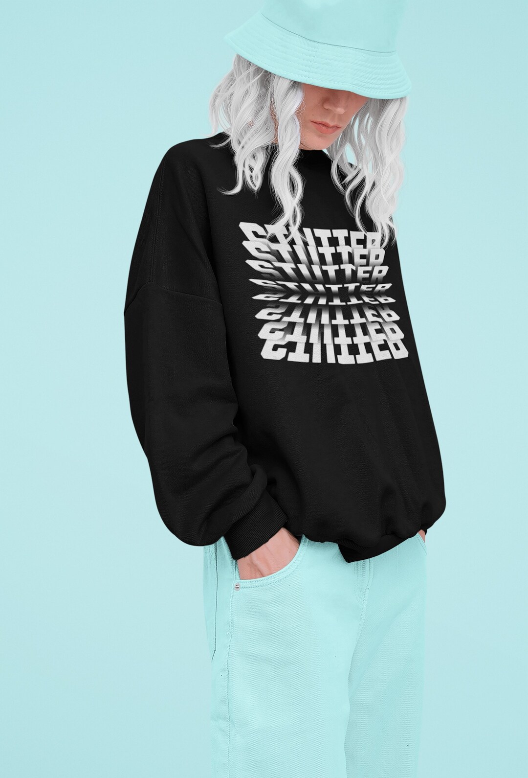 Stuttering Sweatshirt Gift for Person Who Stutters, 90s Flip Text ...