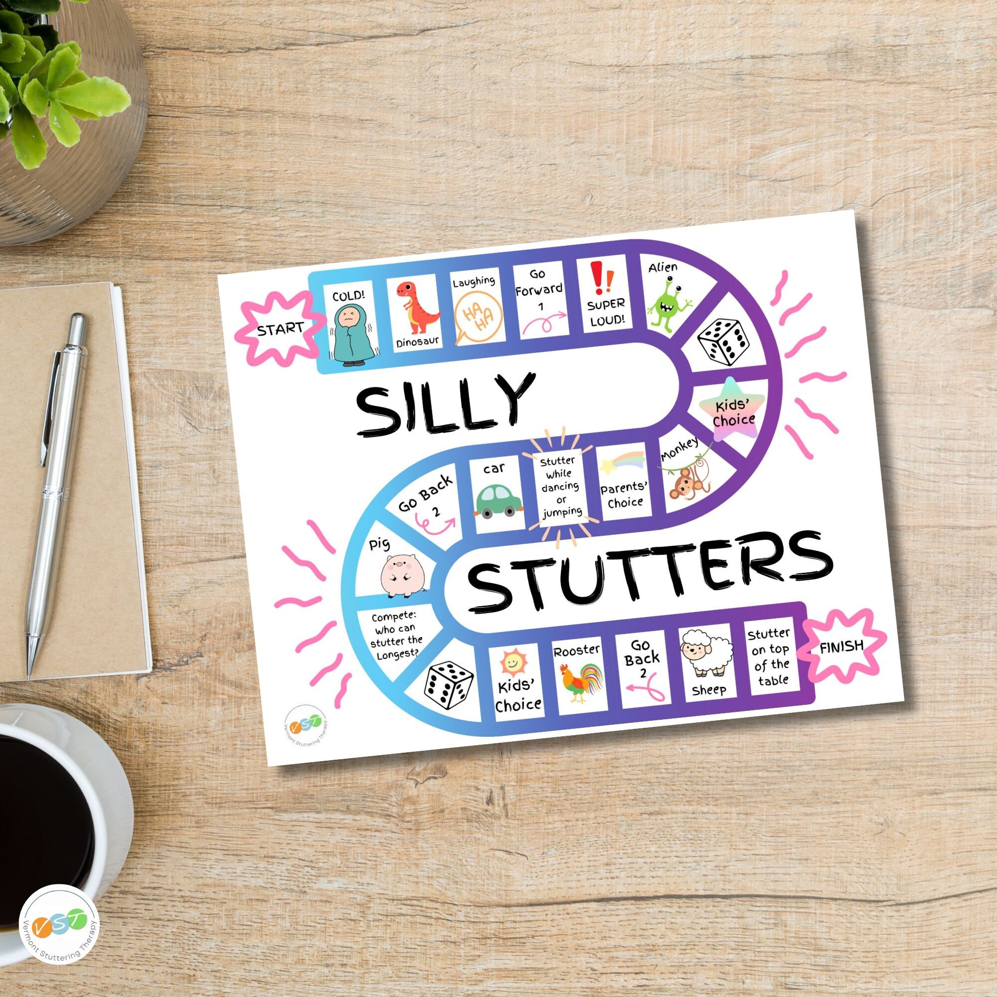 Stuttering Therapy SLP Game, Instant Download Silly Stuttering ...