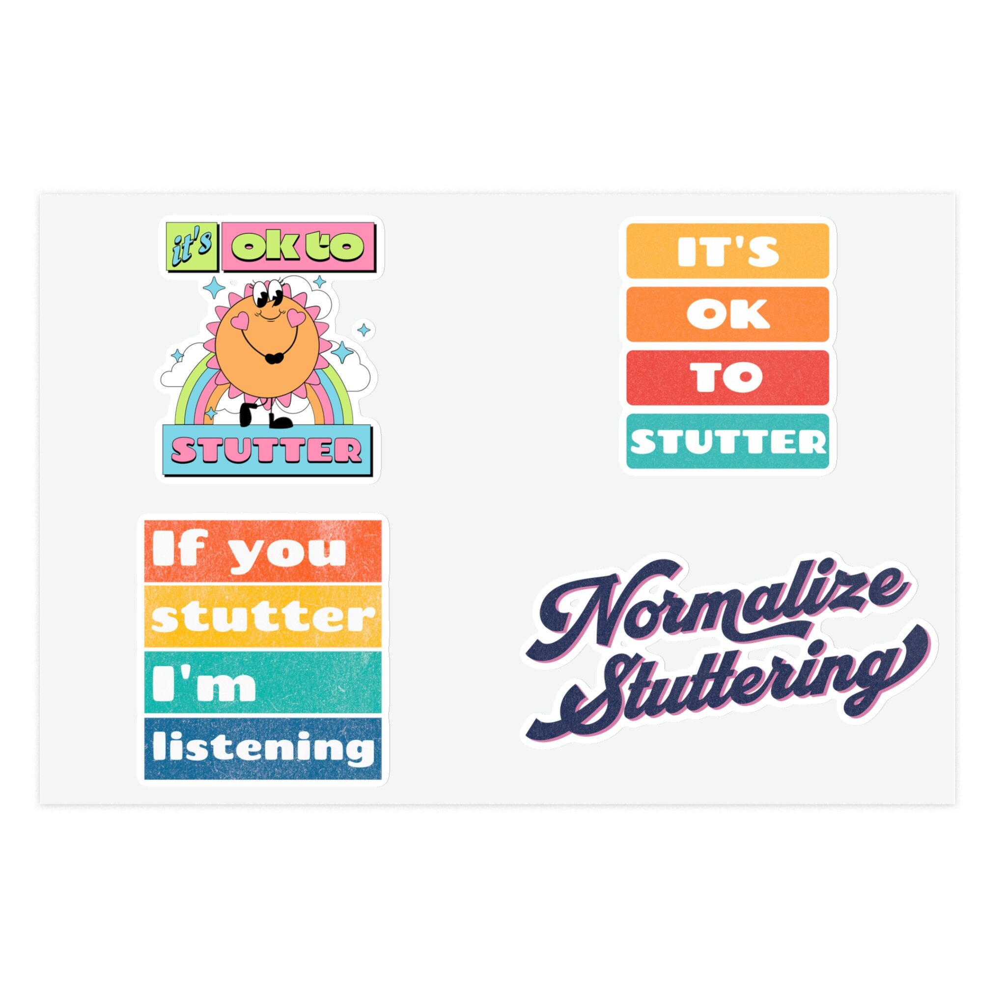 Stuttering Sticker Sheet, 8.5 X 11 or 4 X 6, Four Stuttering Awareness ...