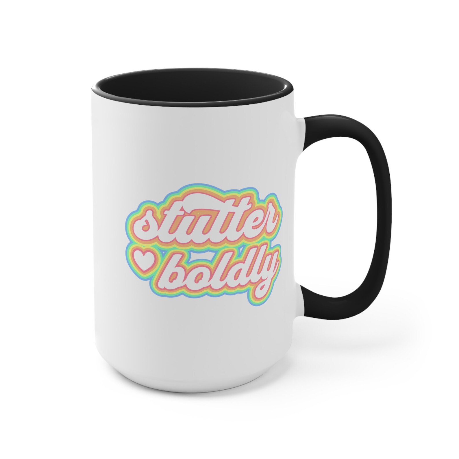 Stuttering Mug, Stutter Boldly, Pastel Coffee Mug, 15oz Mug, Two-tone ...