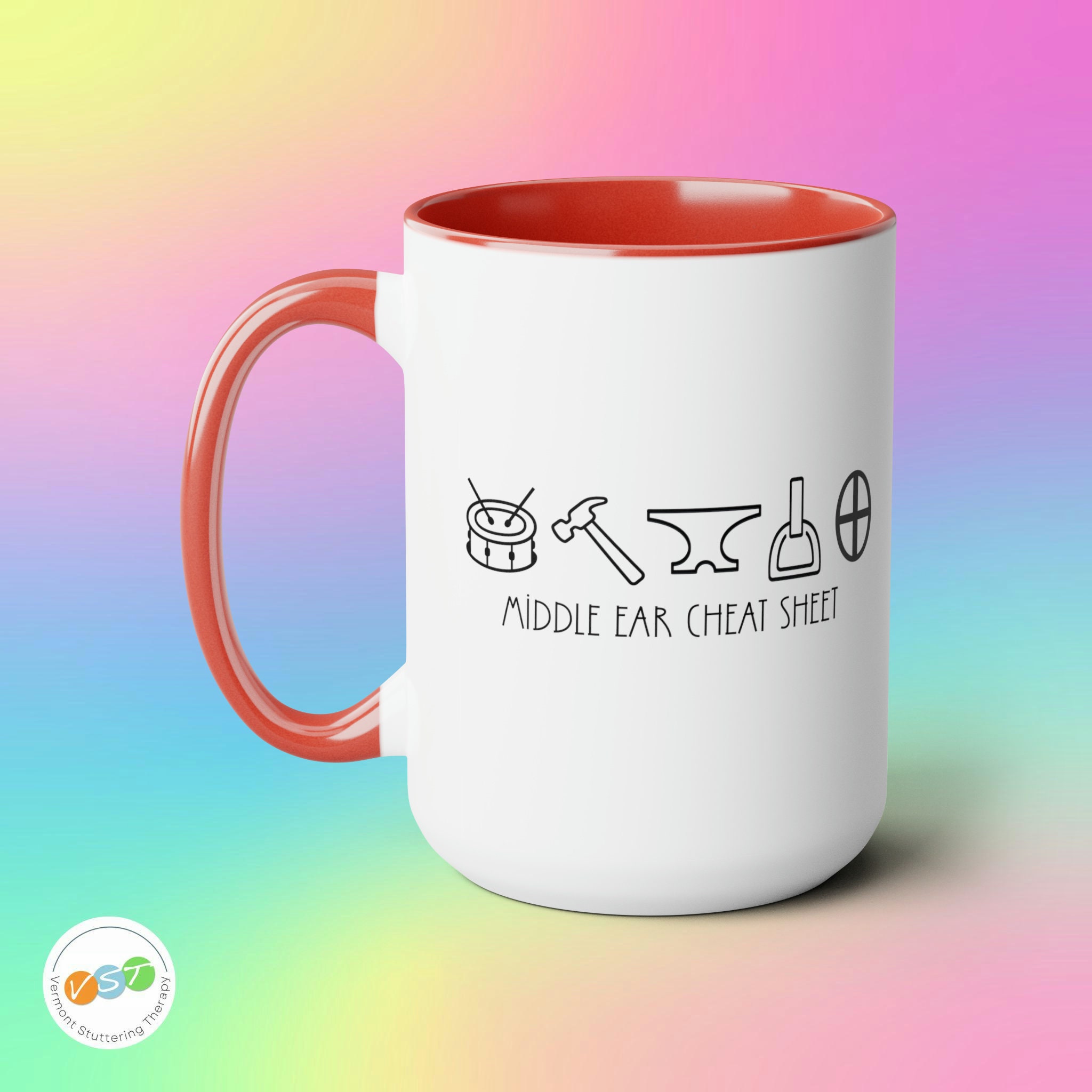 Funny Audiology Middle Ear Cheat Sheet Mug, 15 Oz Two-tone Mug ...