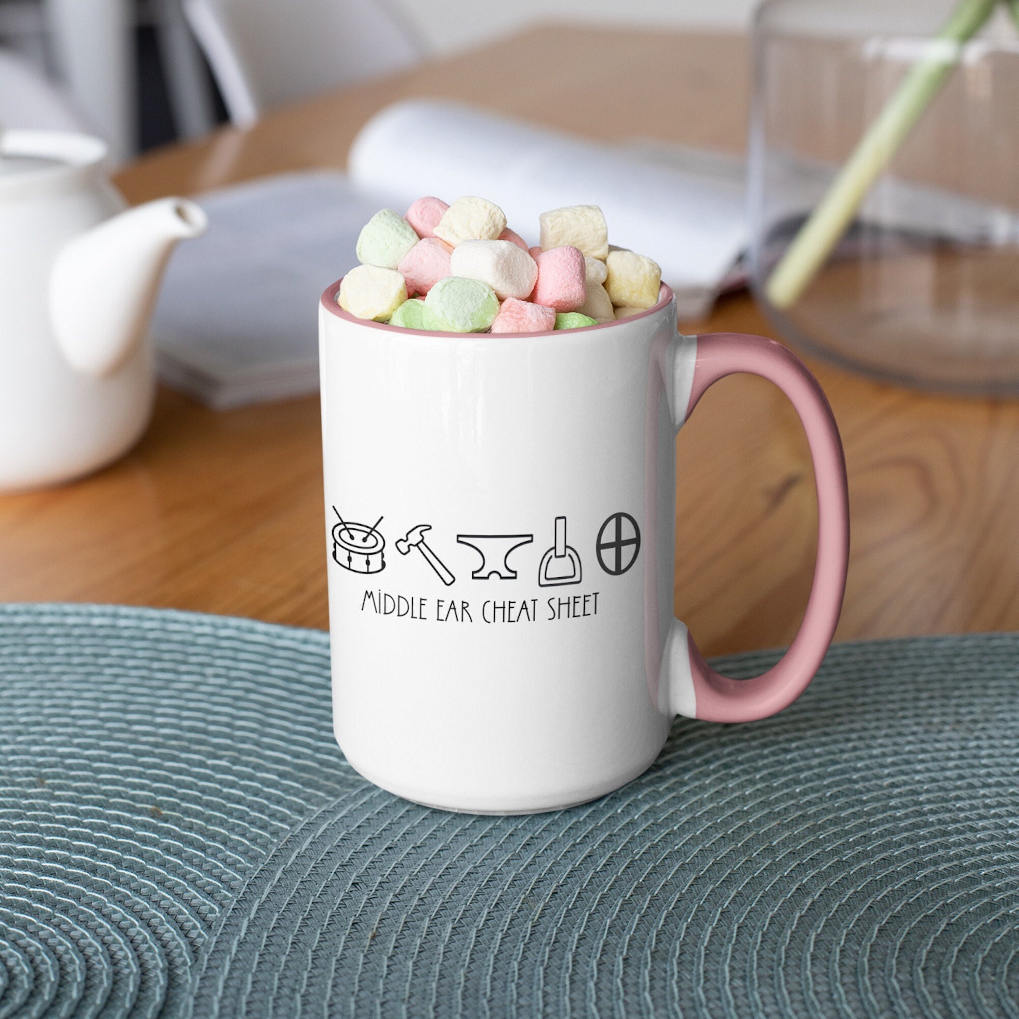 Funny Audiology Middle Ear Cheat Sheet Mug, 15 Oz Two-tone Mug ...
