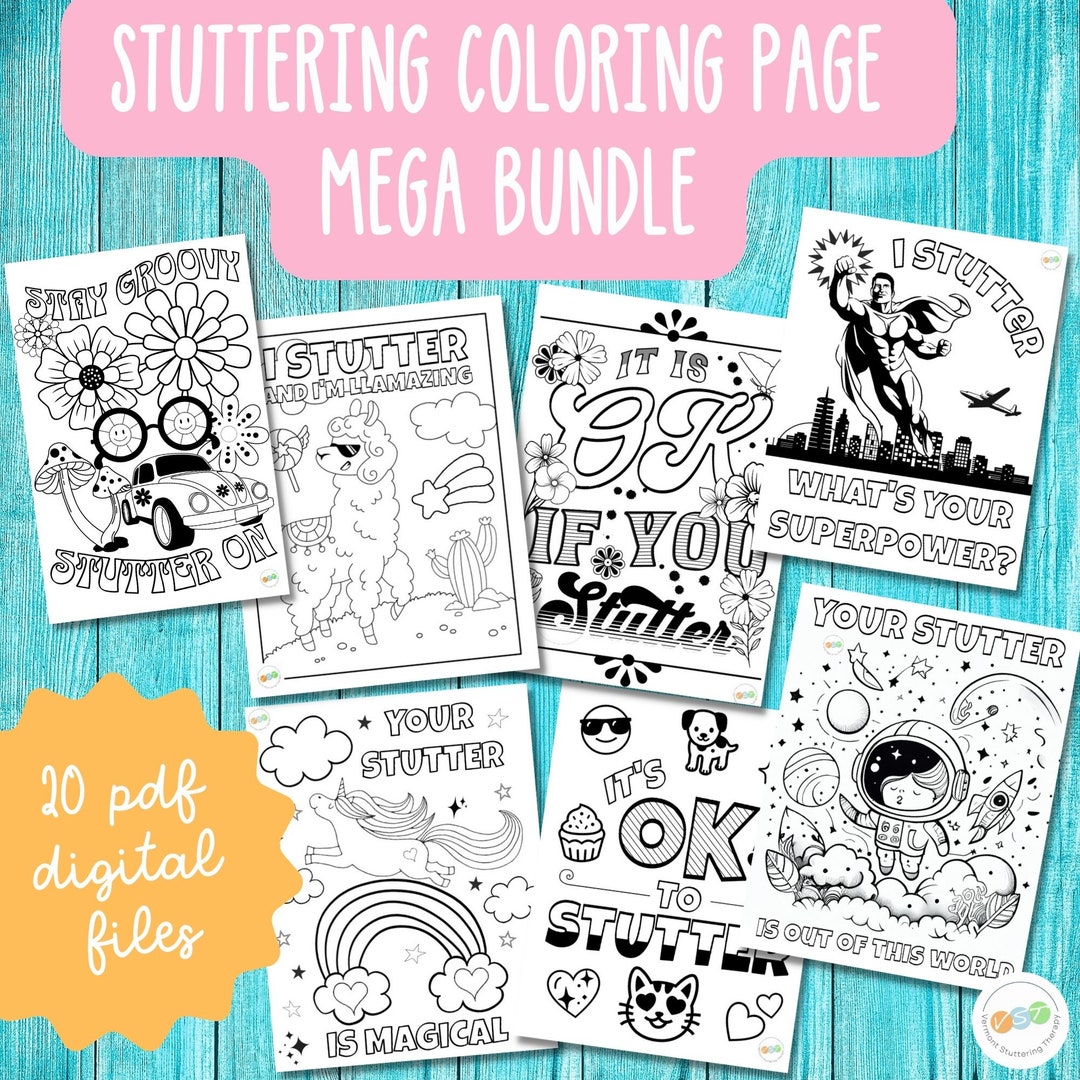 Digital Stuttering Coloring Pages Set, Stuttering Therapy, SLP Speech ...