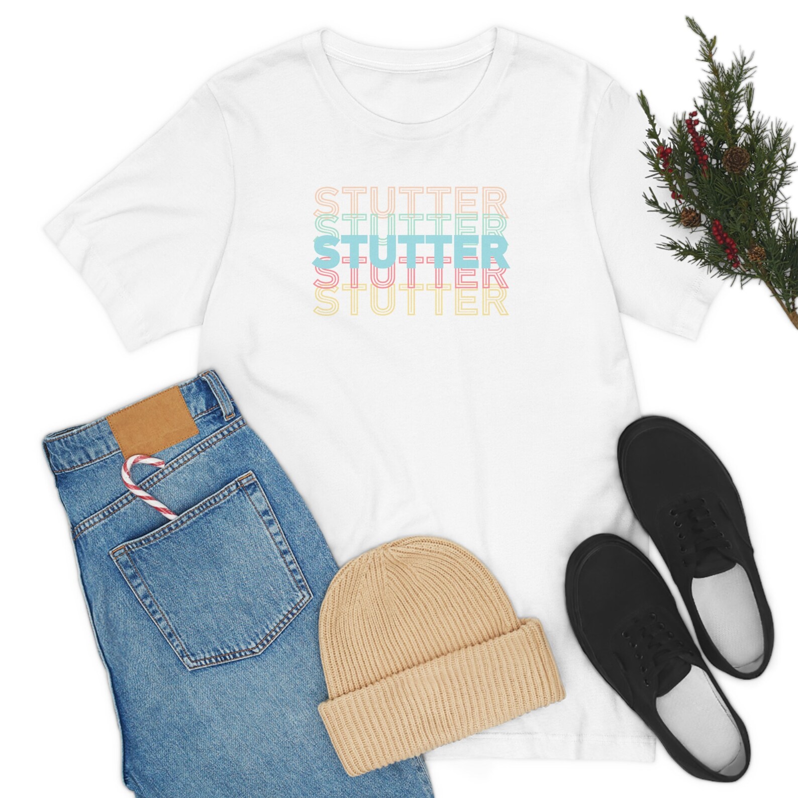 Retro Stutter Stagger Text Stuttering Unisex T-shirt Gift for People ...