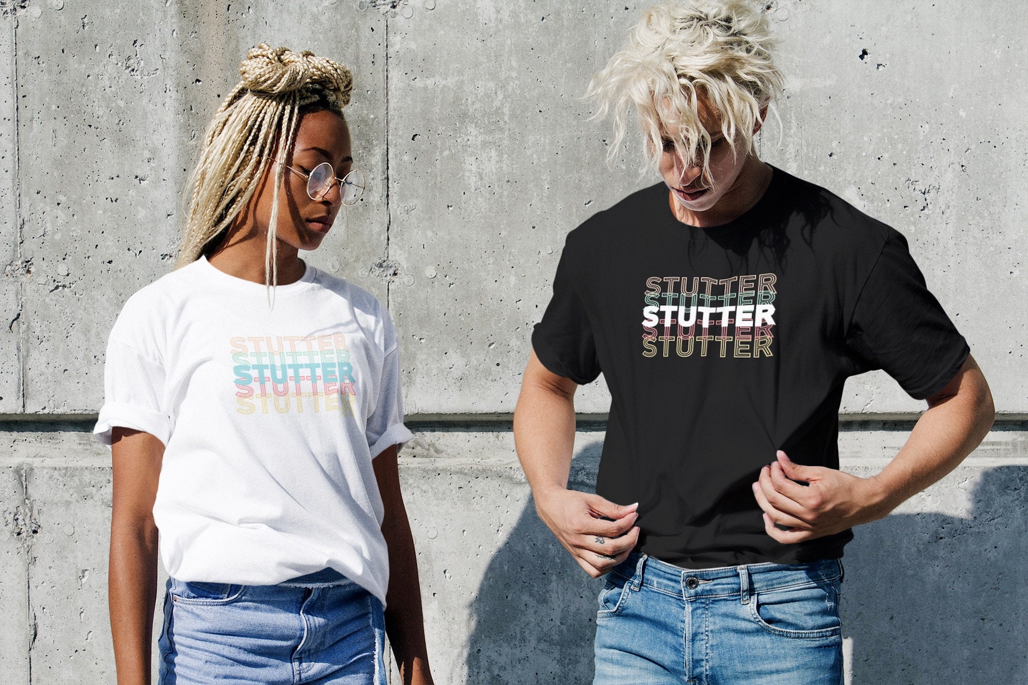 Retro Stutter Stagger Text Stuttering Unisex T-shirt Gift for People ...
