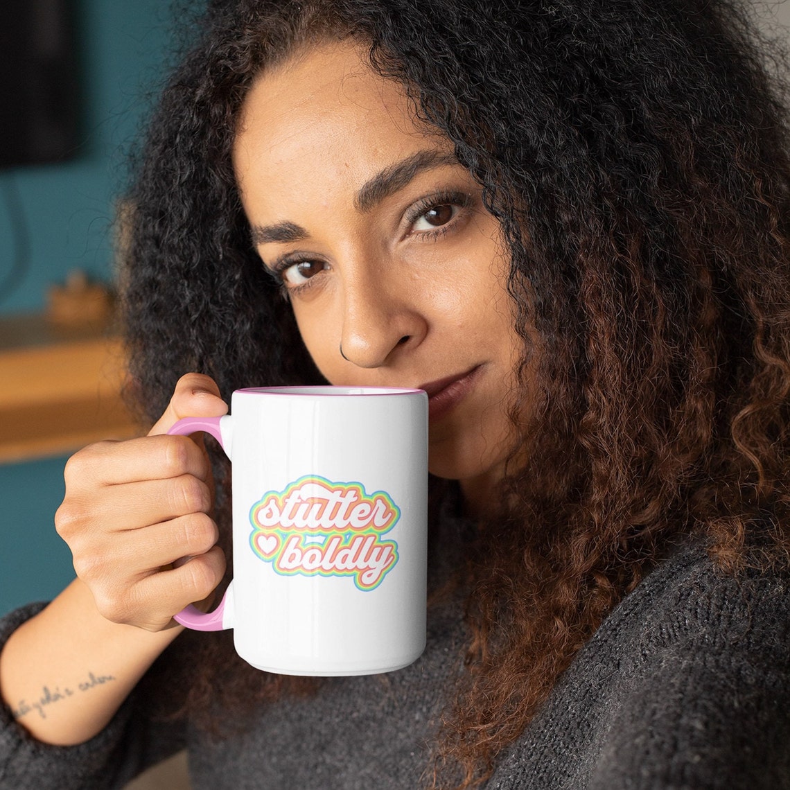 Stuttering Mug, Stutter Boldly, Pastel Coffee Mug, 15oz Mug, Two-tone ...