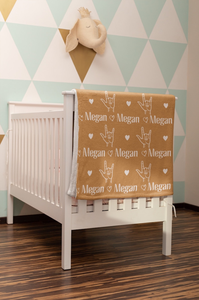 Custom ASL Sign Baby Blanket, Personalized Name ILY ASL Gift, Toddler I ...