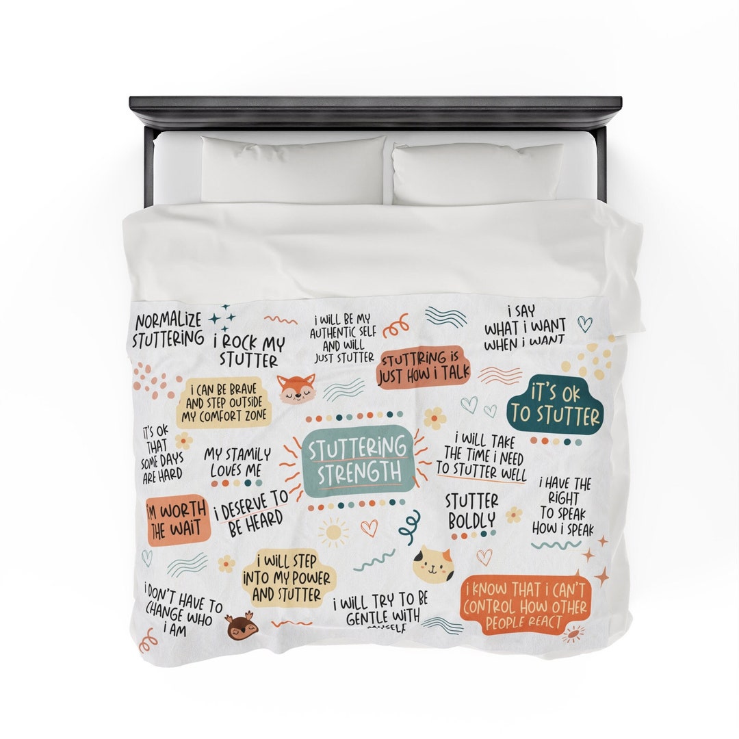 Stuttering Motivational Quotes Plush Velveteen Blanket Gift for Proud ...