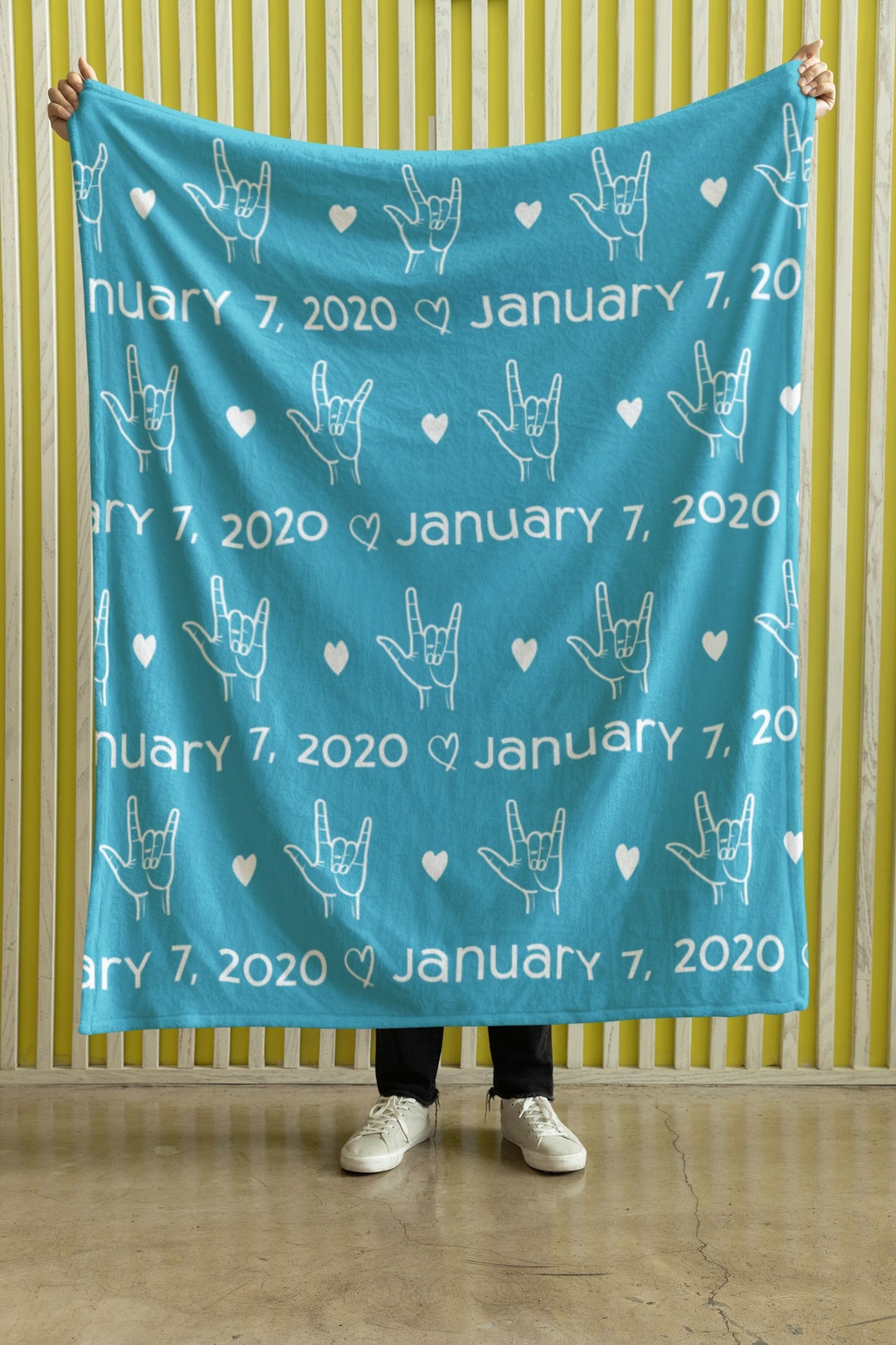 Custom I Love You ASL Blanket for Couple, Customized Anniversary Gift ...