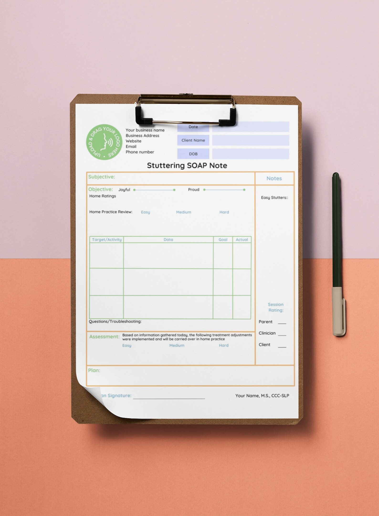 Digital SOAP Note, Stuttering SOAP Template, Stuttering Therapy, SLP ...