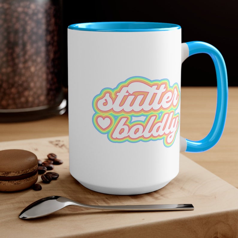 Stuttering Mug, Stutter Boldly, Pastel Coffee Mug, 15oz Mug, Two-tone ...