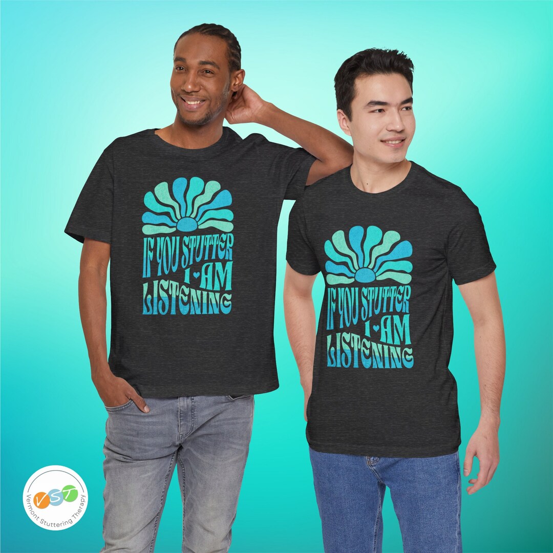 Stuttering Awareness Retro Sun Tshirt, Sea Green Stuttering Awareness ...