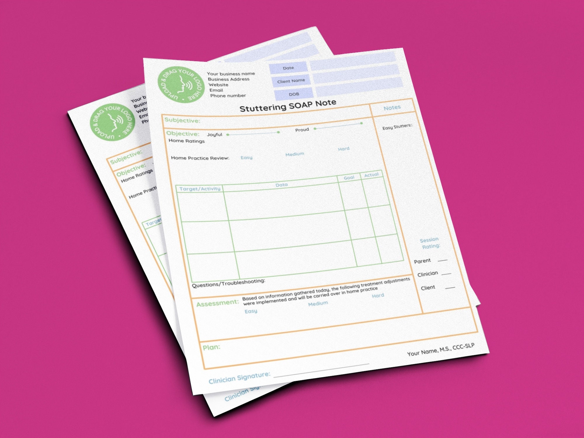 Digital SOAP Note, Stuttering SOAP Template, Stuttering Therapy, SLP ...