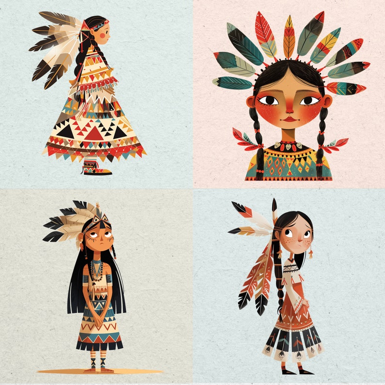 Exclusive Bundle of 20 Cute Native American Clip Art Images | Product ...