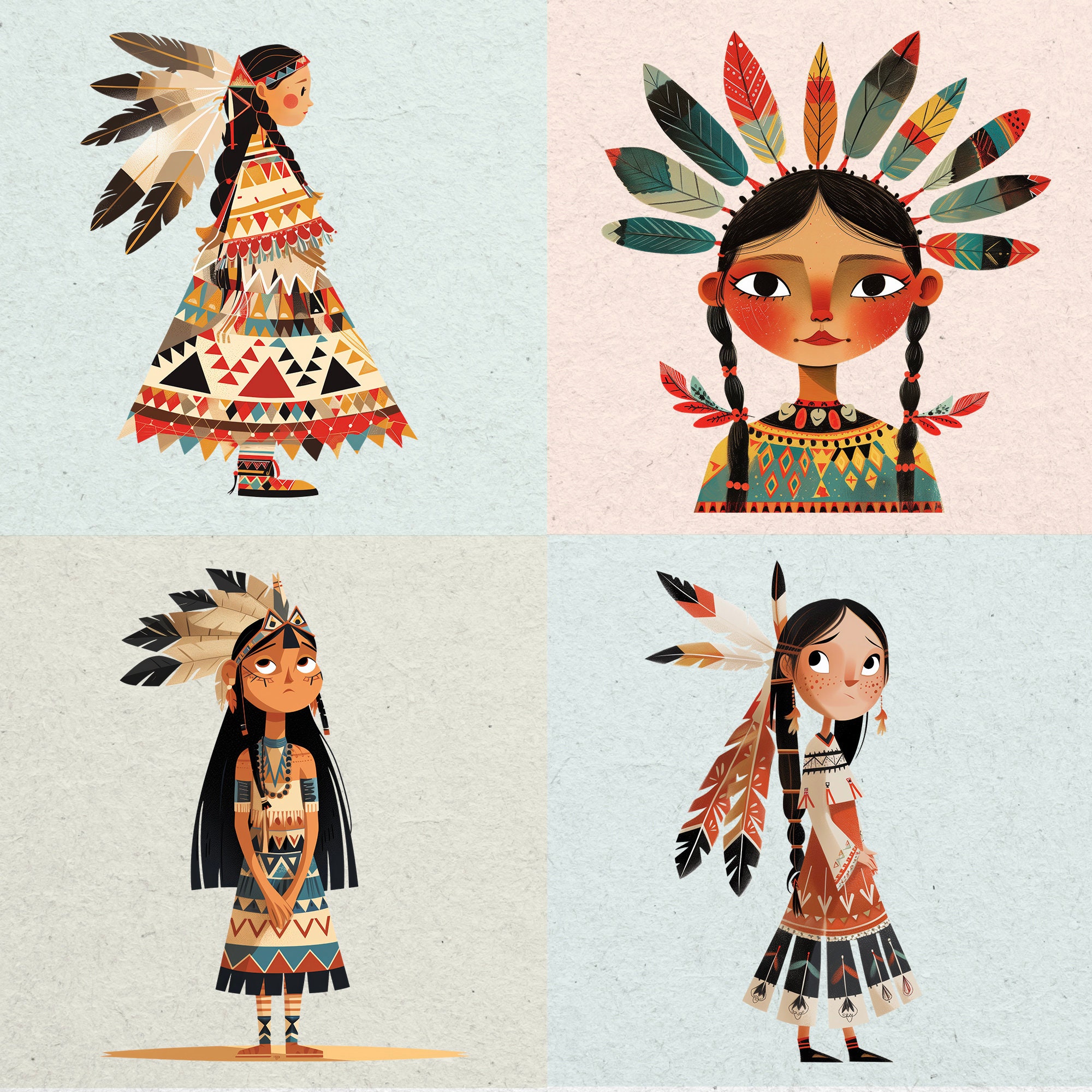Exclusive Bundle of 20 Cute Native American Clip Art Images | Product ...