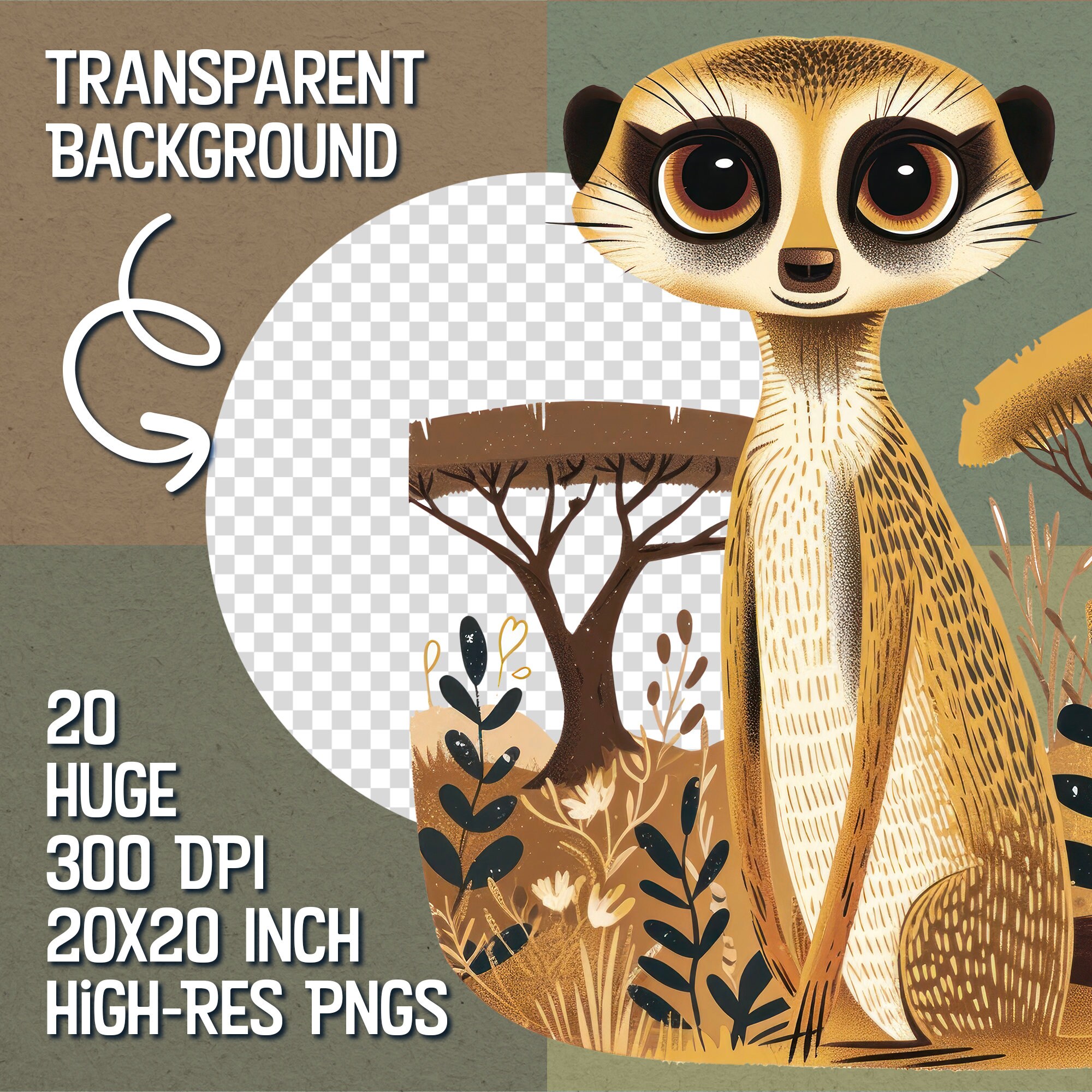 Enchanting African Safari Animals Bundle 20 Cute African Animal PNG ...