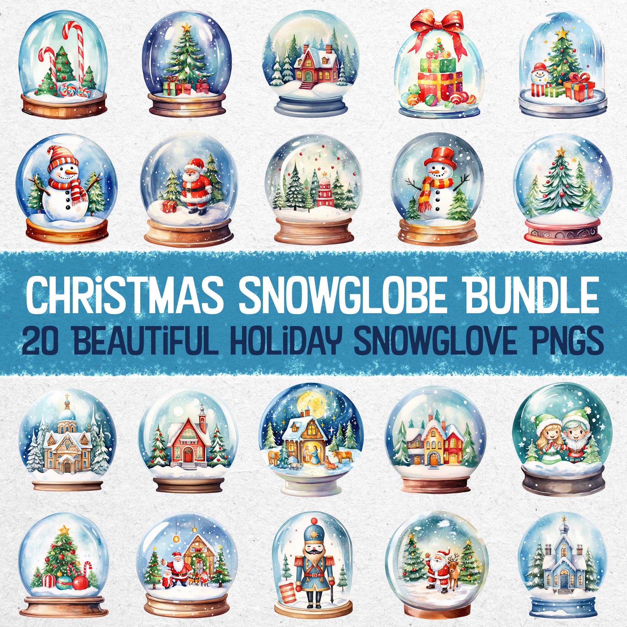 Christmas Snowglobe PNG Clip Art Bundle: 20 Premium, High-quality ...