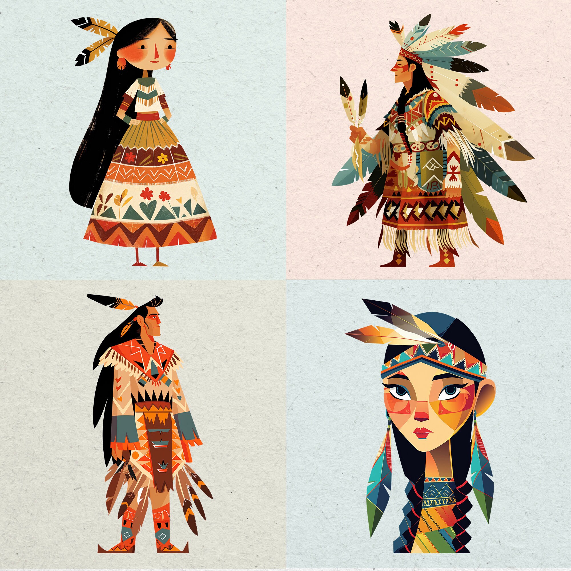 Exclusive Bundle of 20 Cute Native American Clip Art Images | Product ...