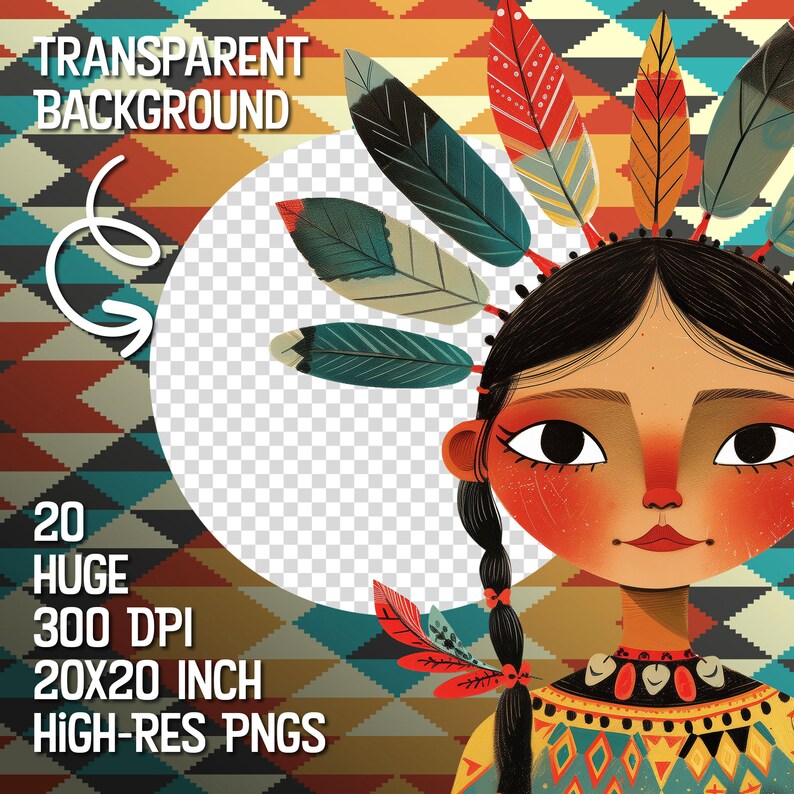 Exclusive Bundle of 20 Cute Native American Clip Art Images | Product ...