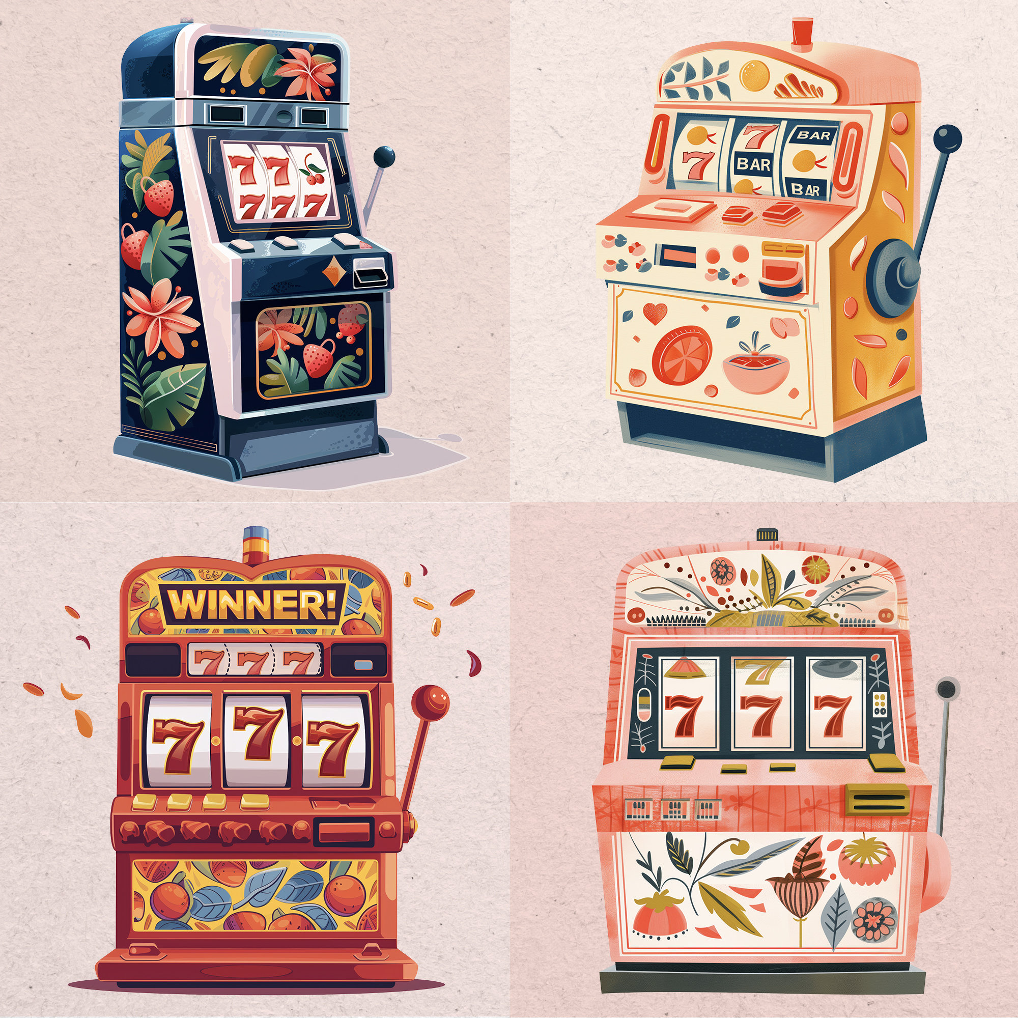 20 Lucky Slot Machine Clip Art Image Bundle - High-quality, Royalty ...
