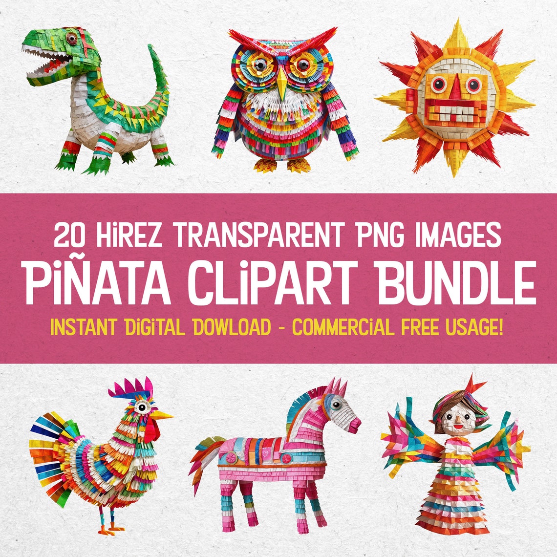 Colorful Piñata PNG Images Bundle - 20 Cute Piñata Graphics Pack - Etsy