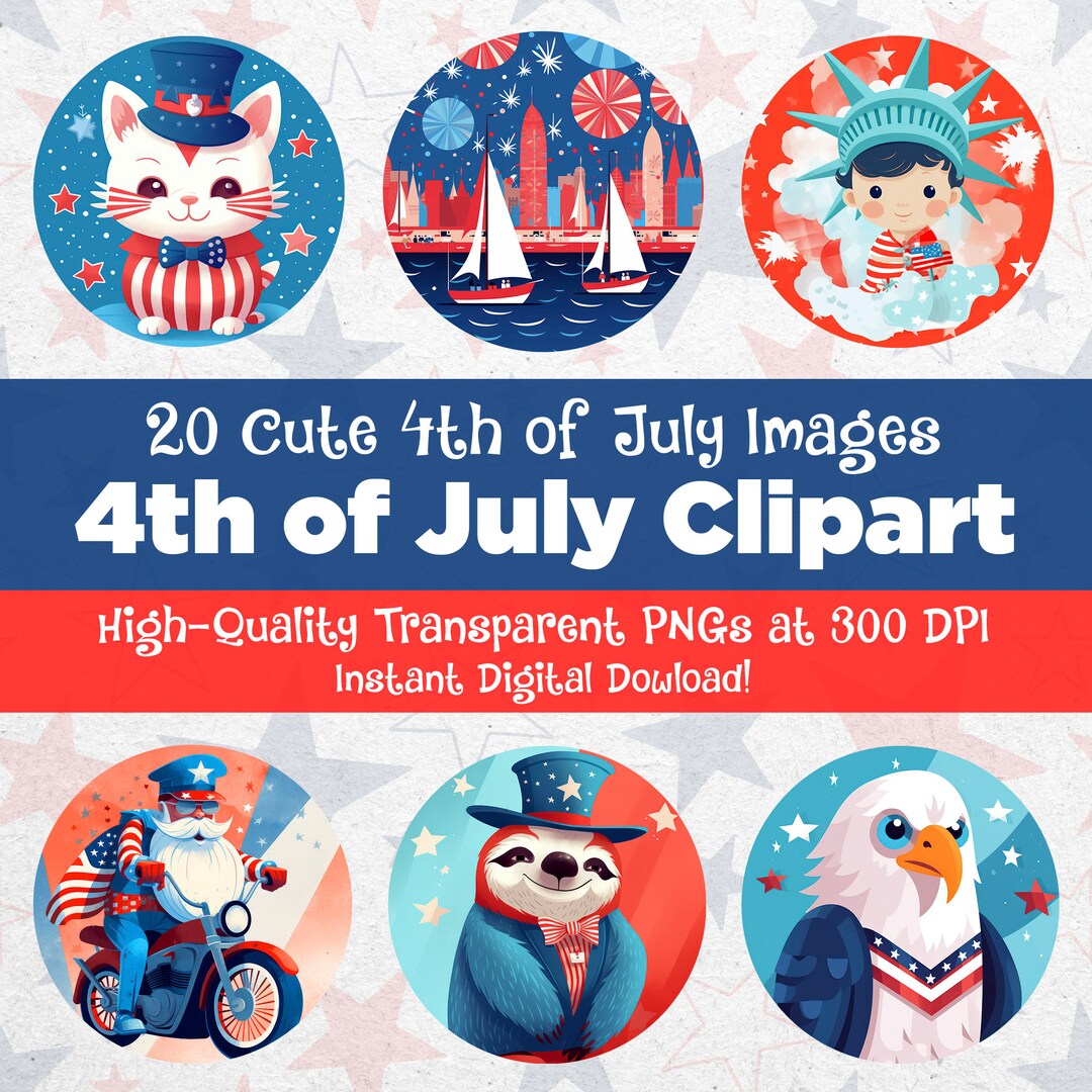 4th of July Holiday Clipart Bundle 20 Cute Patriotic PNG - Etsy