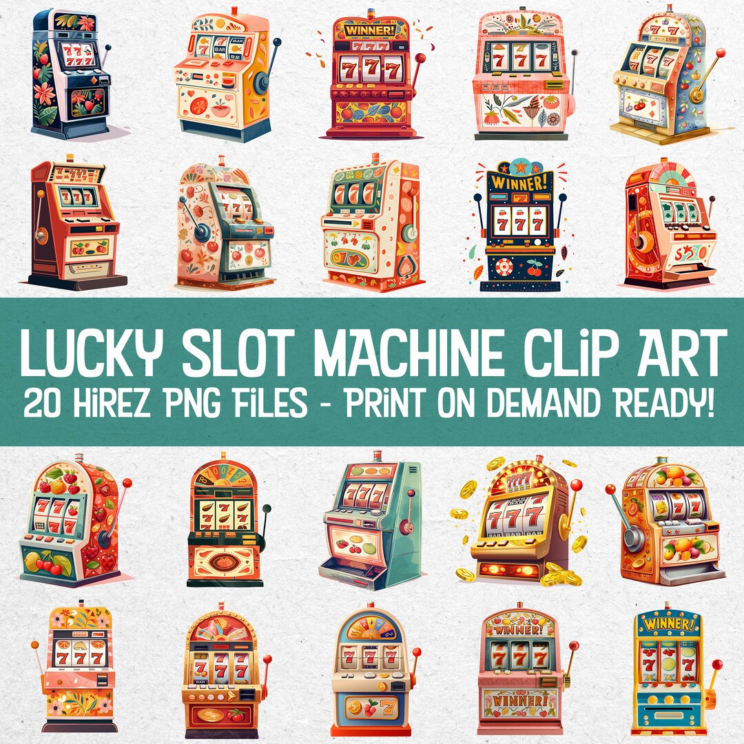 20 Lucky Slot Machine Clip Art Image Bundle - High-quality, Royalty ...