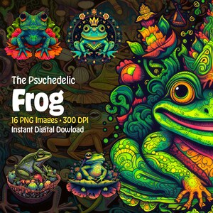Psychedelic Frog Clipart - 16 Unique Frog Clipart PNG Graphics for Art ...