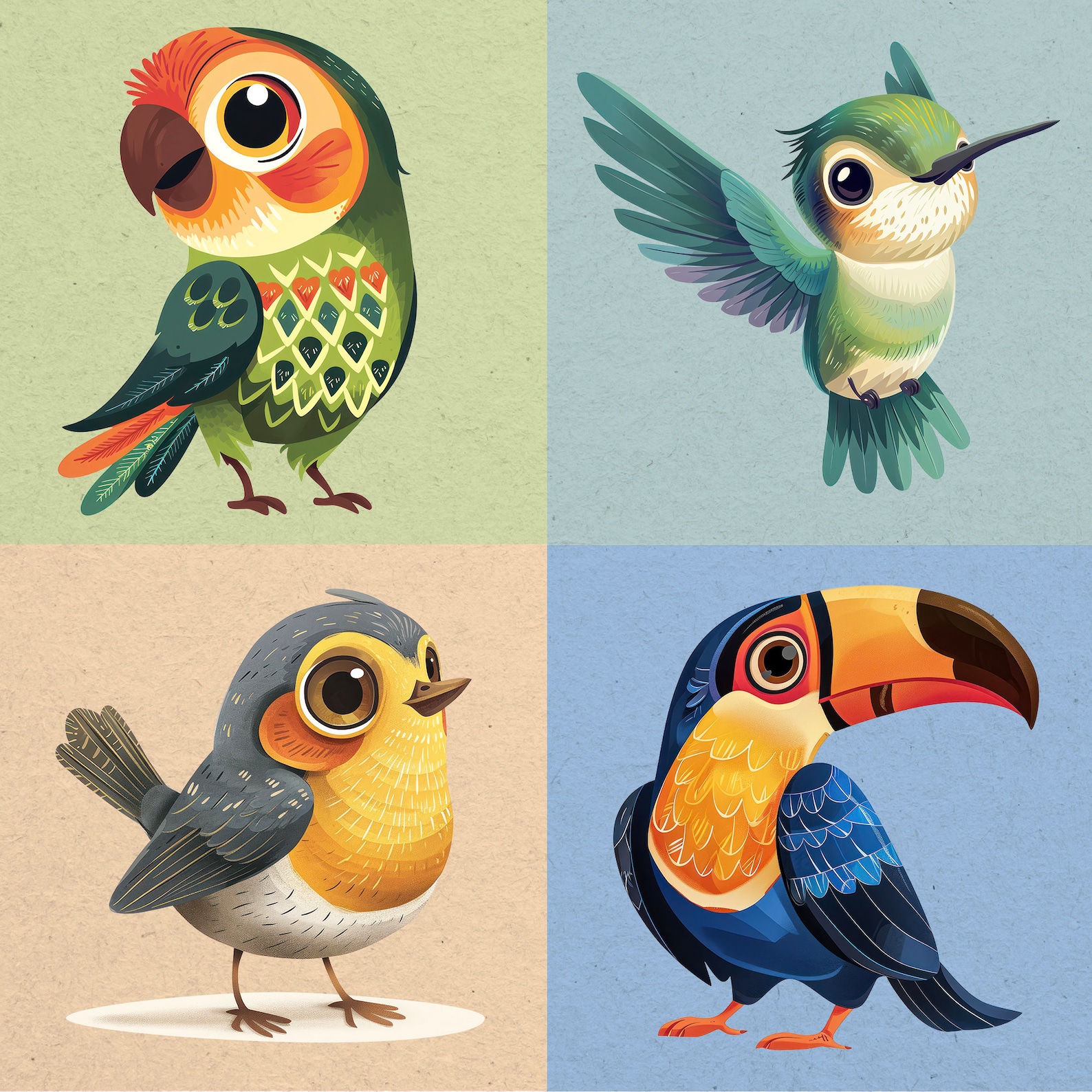 Chirpy Bird Wonders Bundle - 20 Adorable Assorted Bird PNG Clip Art ...