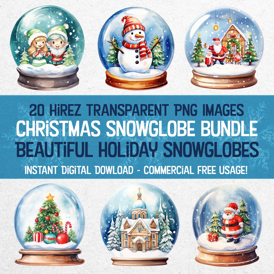 Christmas Snowglobe PNG Clip Art Bundle: 20 Premium, High-quality ...
